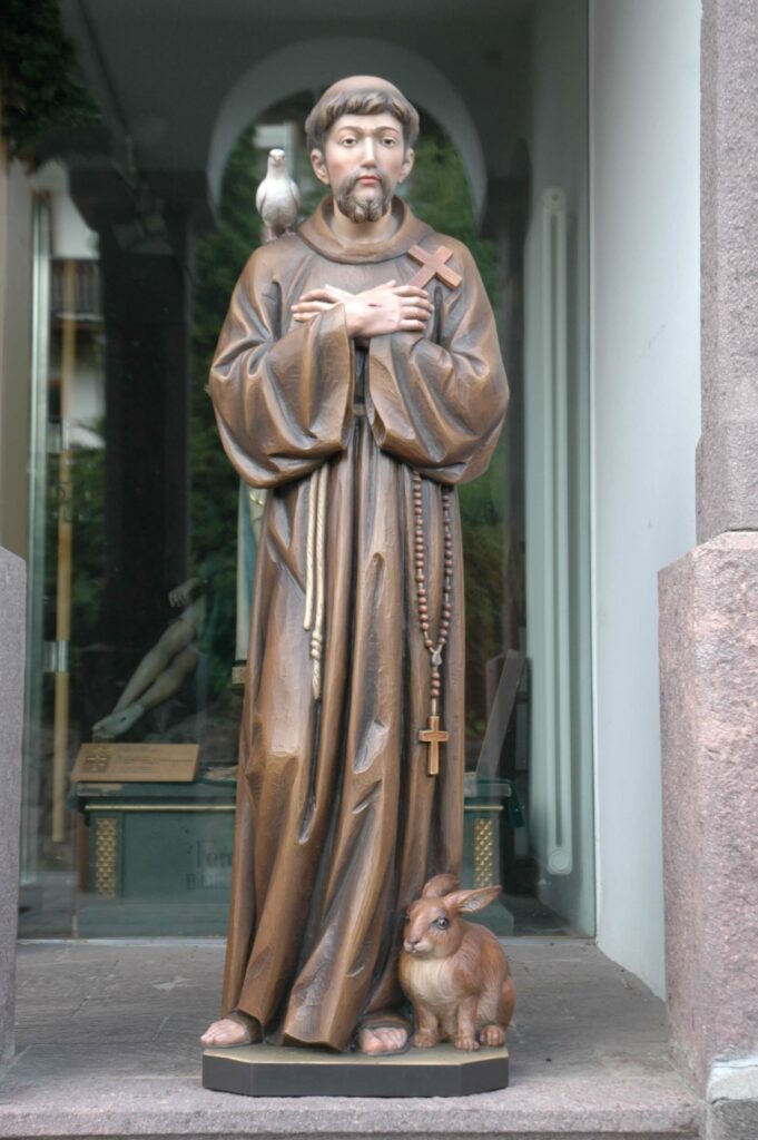 Wooden statue of St.Frank of Assisi - Ferdinand Stuflesser 1875