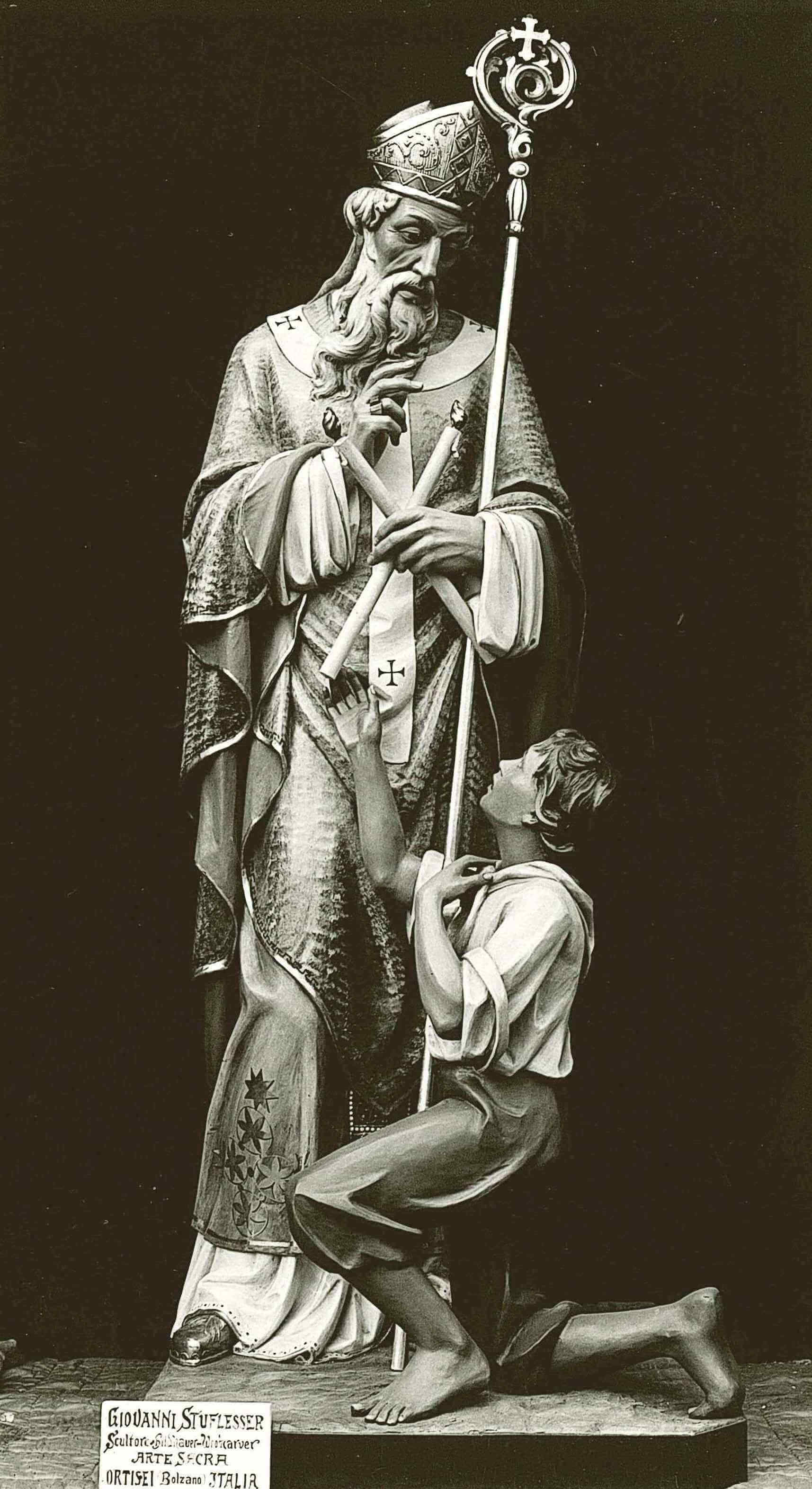Wooden statue of St.Blase - Ferdinand Stuflesser 1875