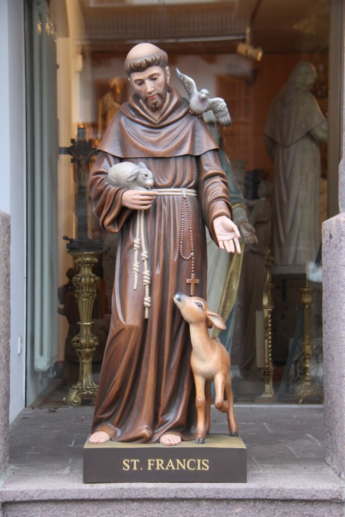 Wooden statue of St.Frank of Assisi - Ferdinand Stuflesser 1875