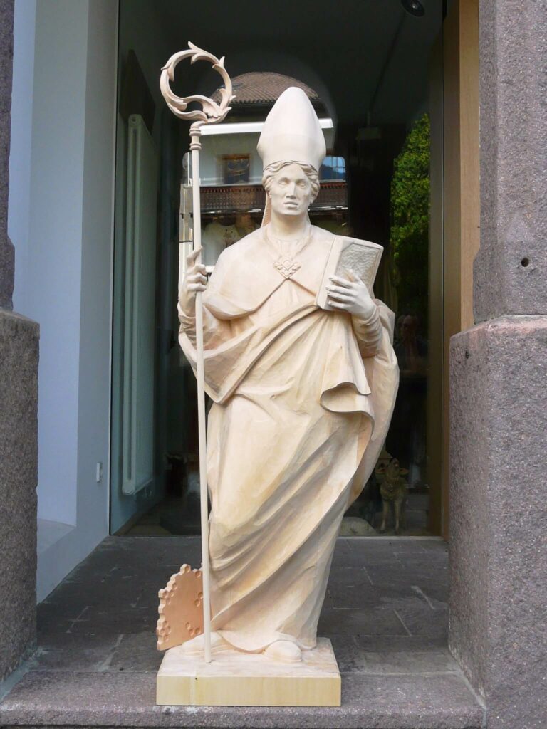 Wooden statue of St.Ambrosius - Ferdinand Stuflesser 1875