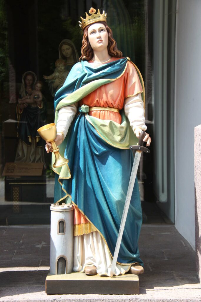 Wooden statue of St.Barbara - Ferdinand Stuflesser 1875