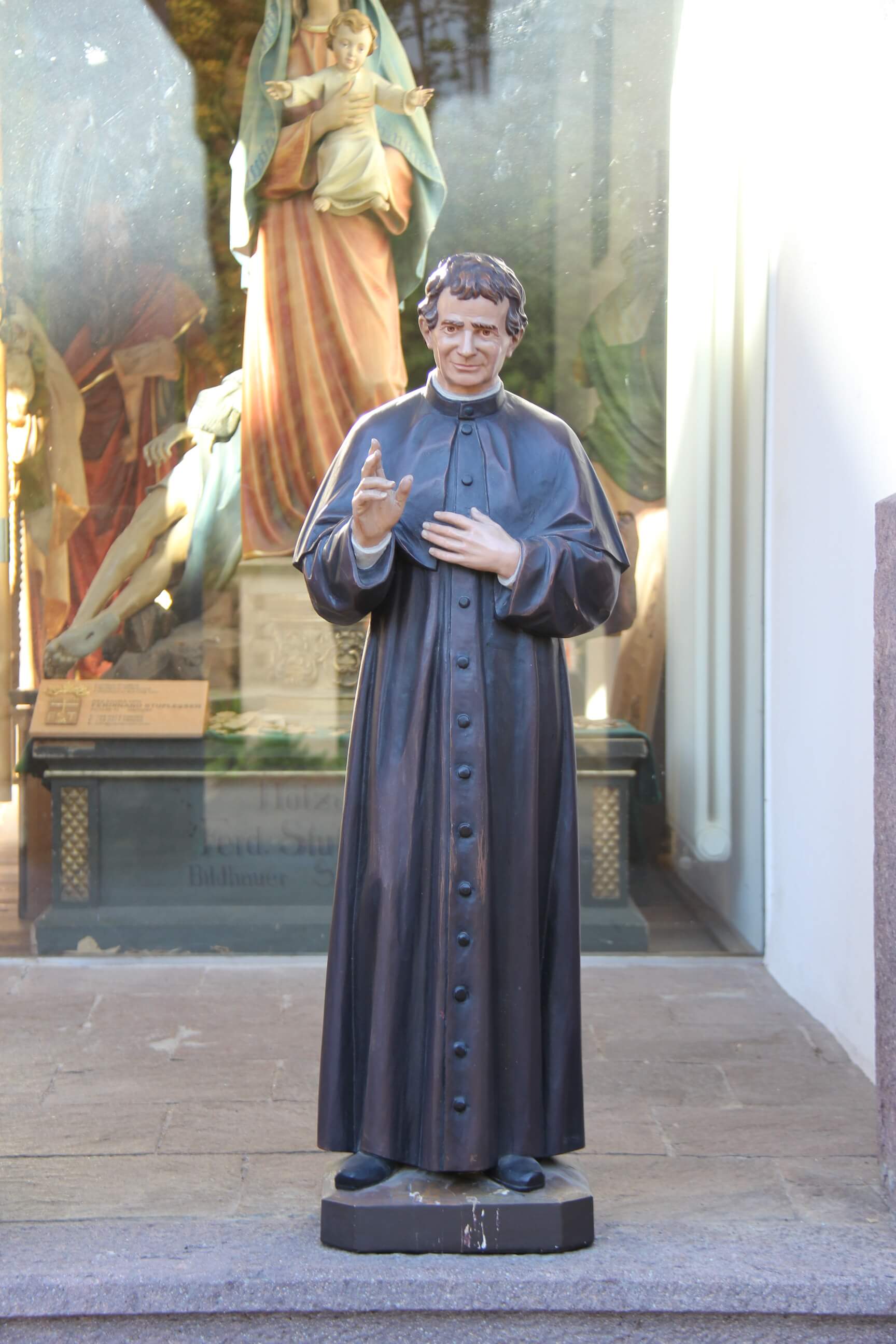 Wooden statue of St.John Bosco - Ferdinand Stuflesser 1875