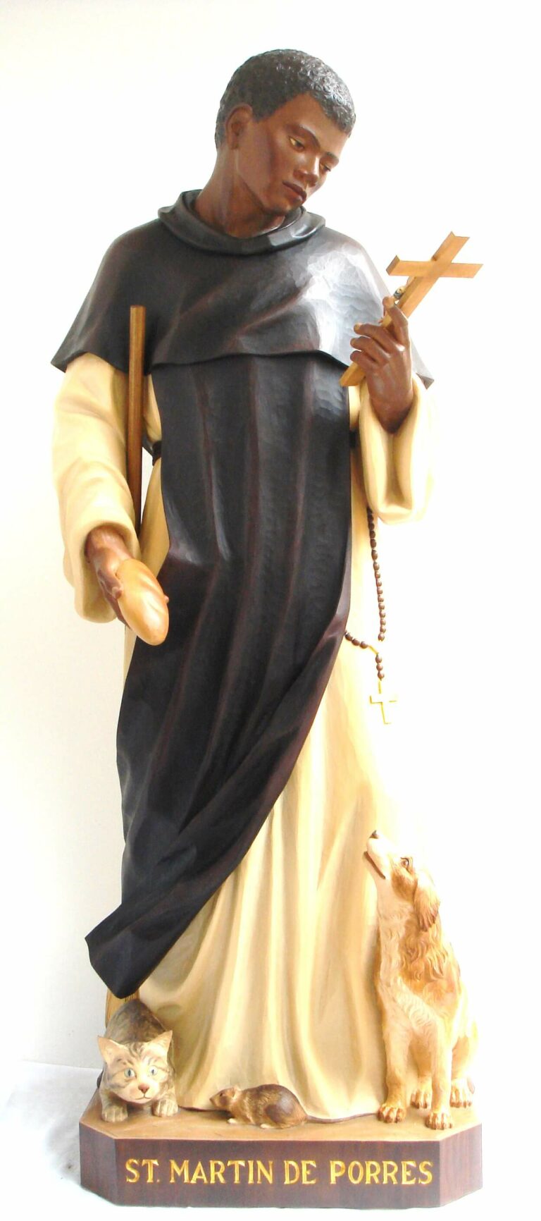 Wooden statue of St.Martin Porres - Ferdinand Stuflesser 1875