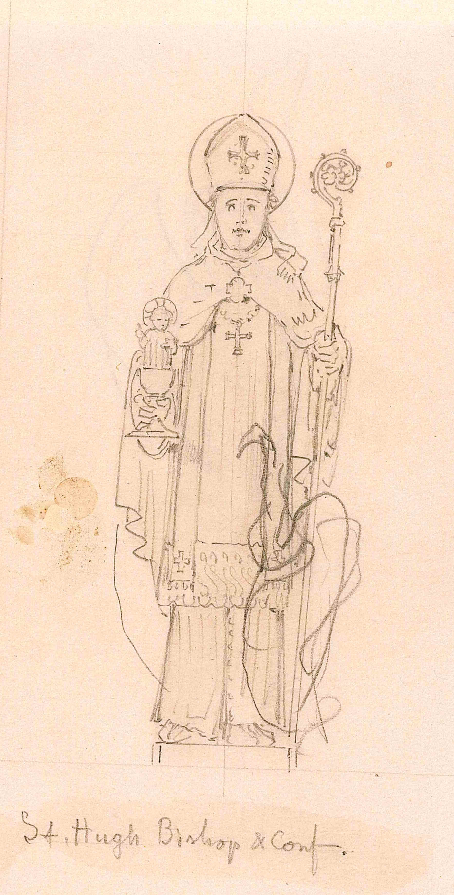Wooden statue of St.Hugo - Ferdinand Stuflesser 1875