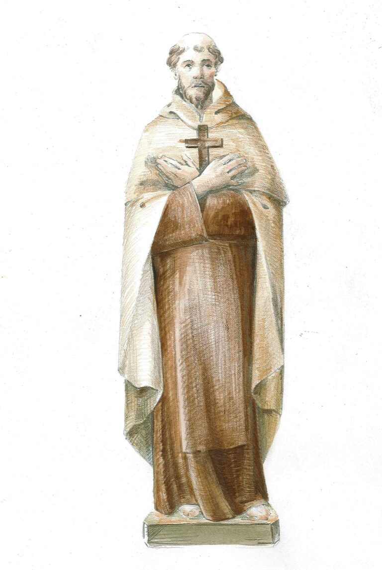 Wooden statue of St.Saint John of Cross - Ferdinand Stuflesser 1875